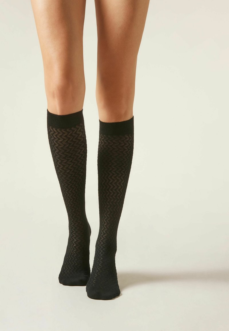 Calzedonia Knee high socks - - 206d - nero onde cashmere/black ...
