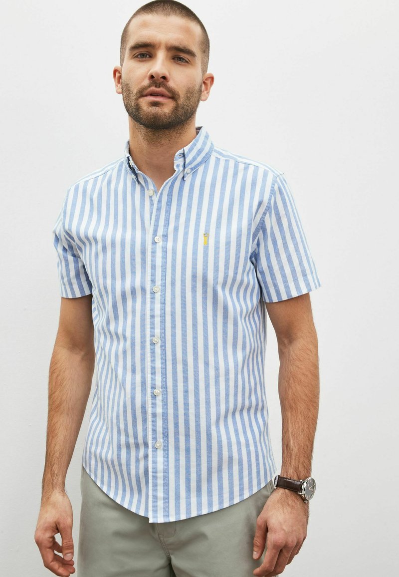 Next SHORT SLEEVE STRIPE OXFORD STANDARD - Skjorta - blue/blå - Zalando.se
