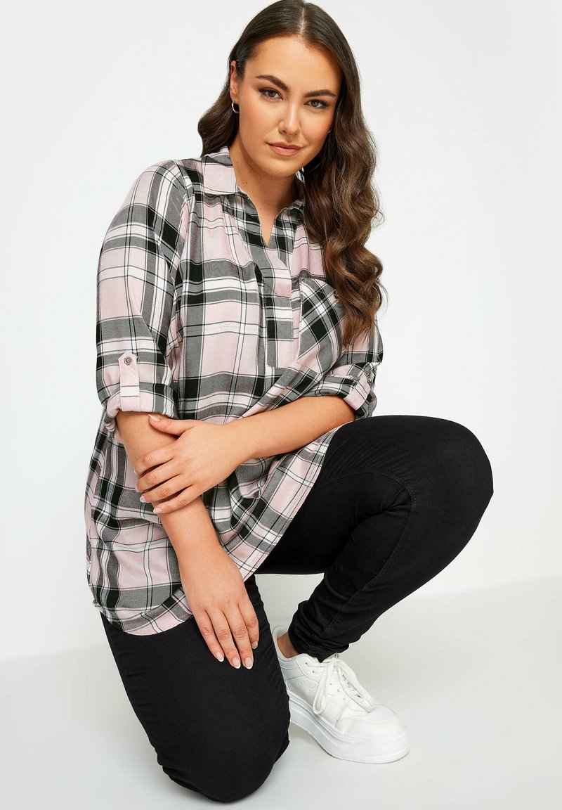 Yours Clothing CHECK PRINT - Blouse - pink/roze - Zalando.nl