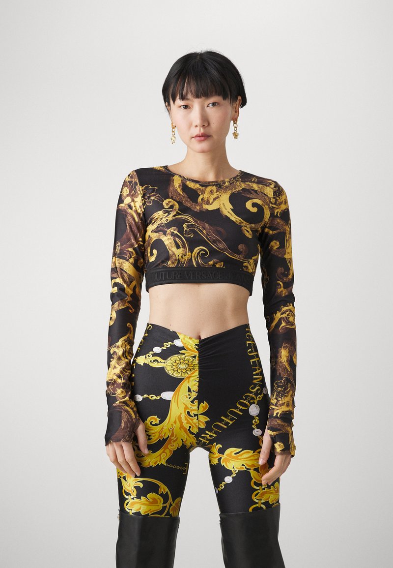 Versace Jeans Couture TAPE - Topper langermet - black/gold/svart ...