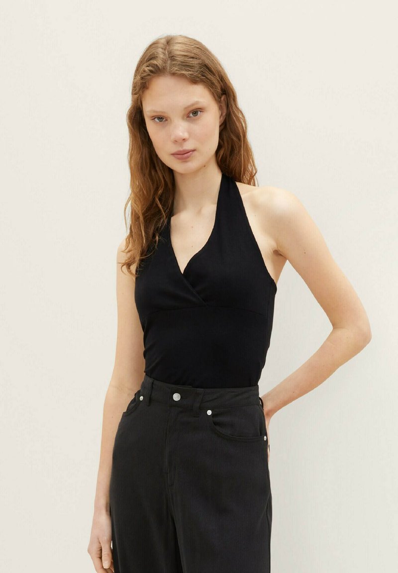TOM TAILOR DENIM NECKHOLDER - Top - deep black/black - Zalando