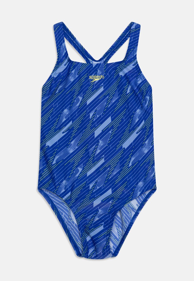 Speedo GIRLS HYPERBOOM MEDALIST - Badeanzug - curious blue/lemon ...