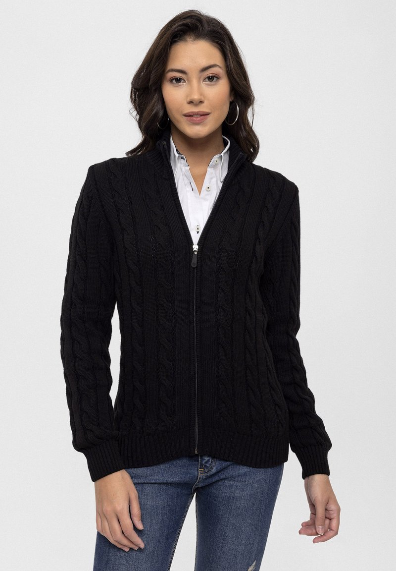 Felix Hardy CABLE FULL ZIPPER - Chaqueta de punto - black/negro ...