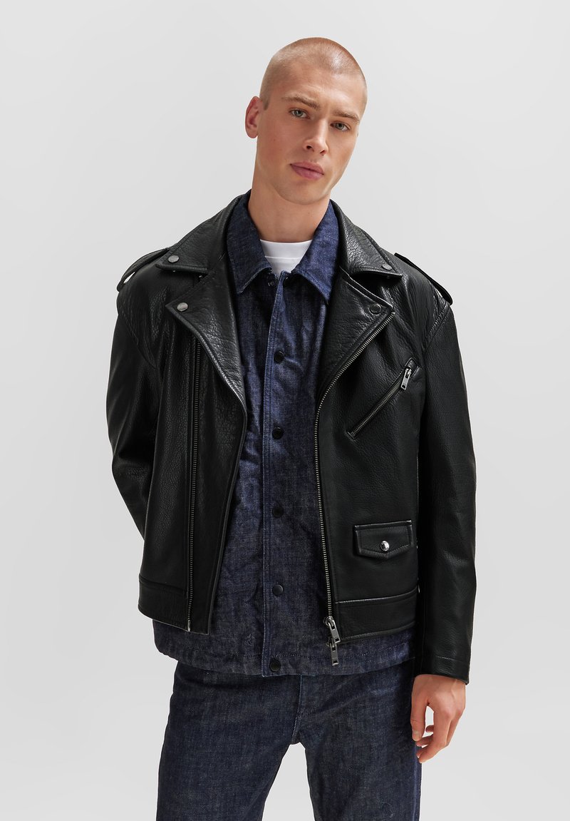 BOSS JONU - Leather jacket - black - Zalando.ie