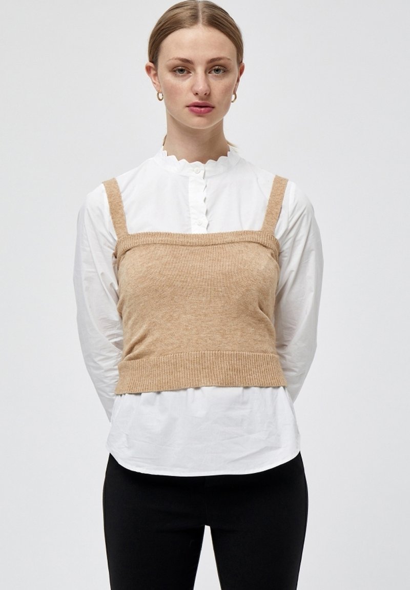 Minus MIMARY KNIT TOP - Top - light leather brown melange/camel ...