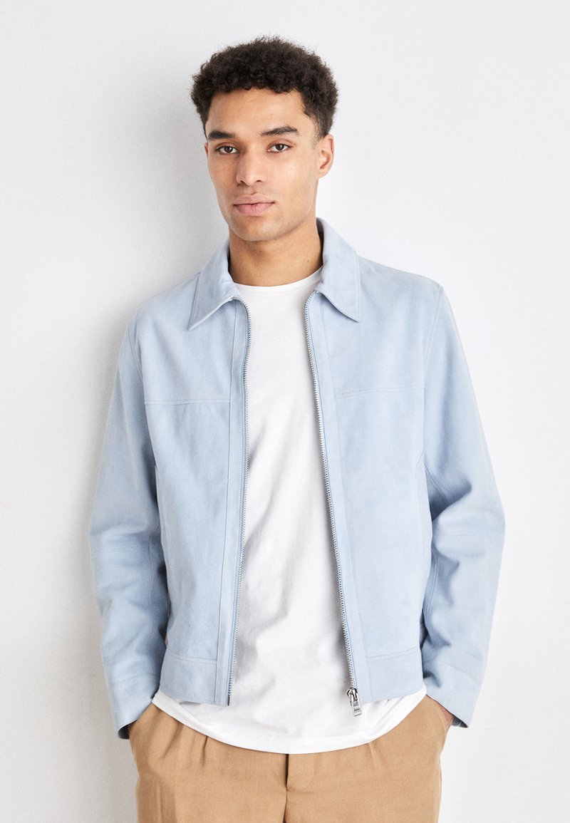 BOSS MALBANO - Lederjacke - light/pastel blue/hellblau - Zalando.ch