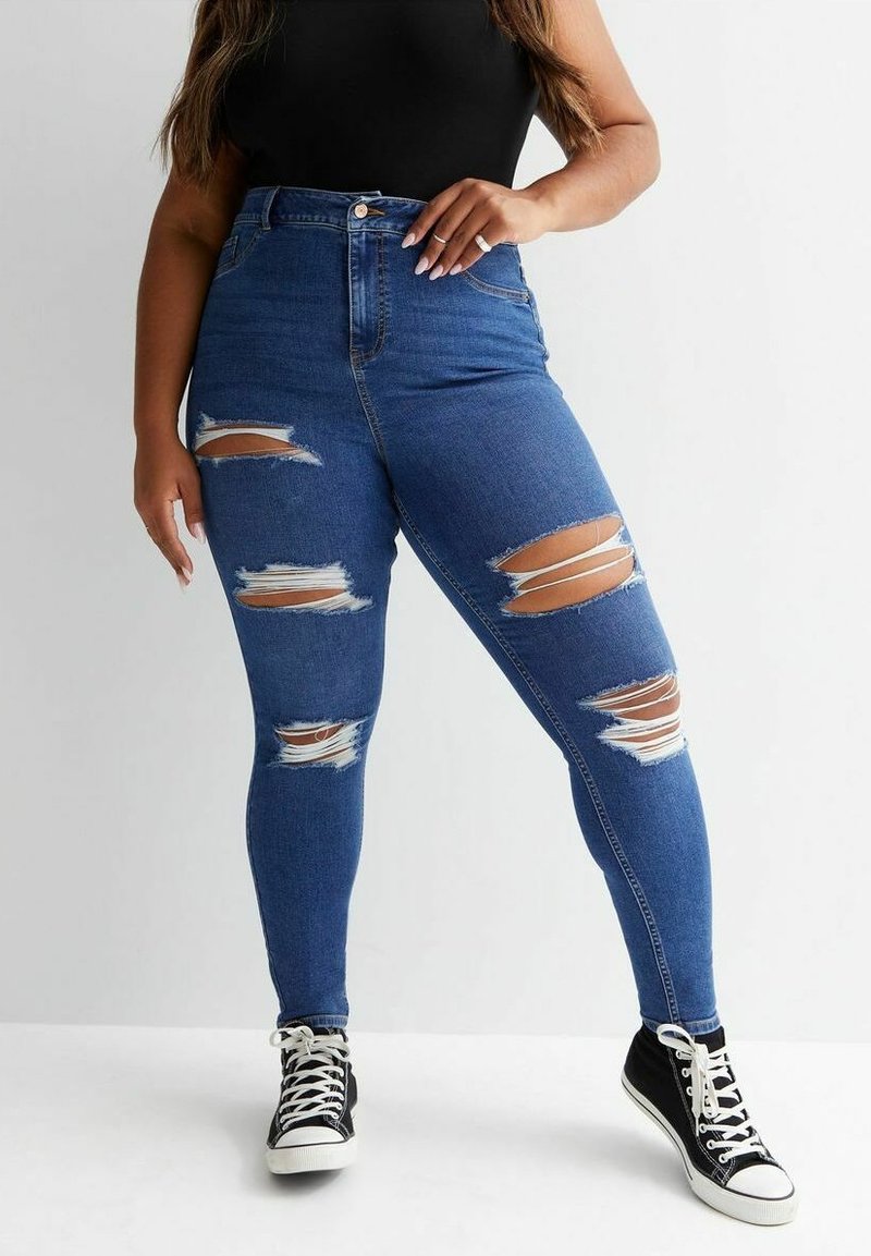 New Look Curves CURVES EXTREME RIPPED HIGH WAIST HALLIE SUPER SKINNY ...