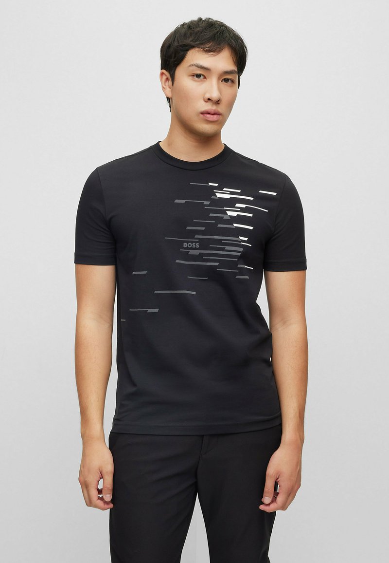 BOSS Print T-shirt - black one/black - Zalando.co.uk