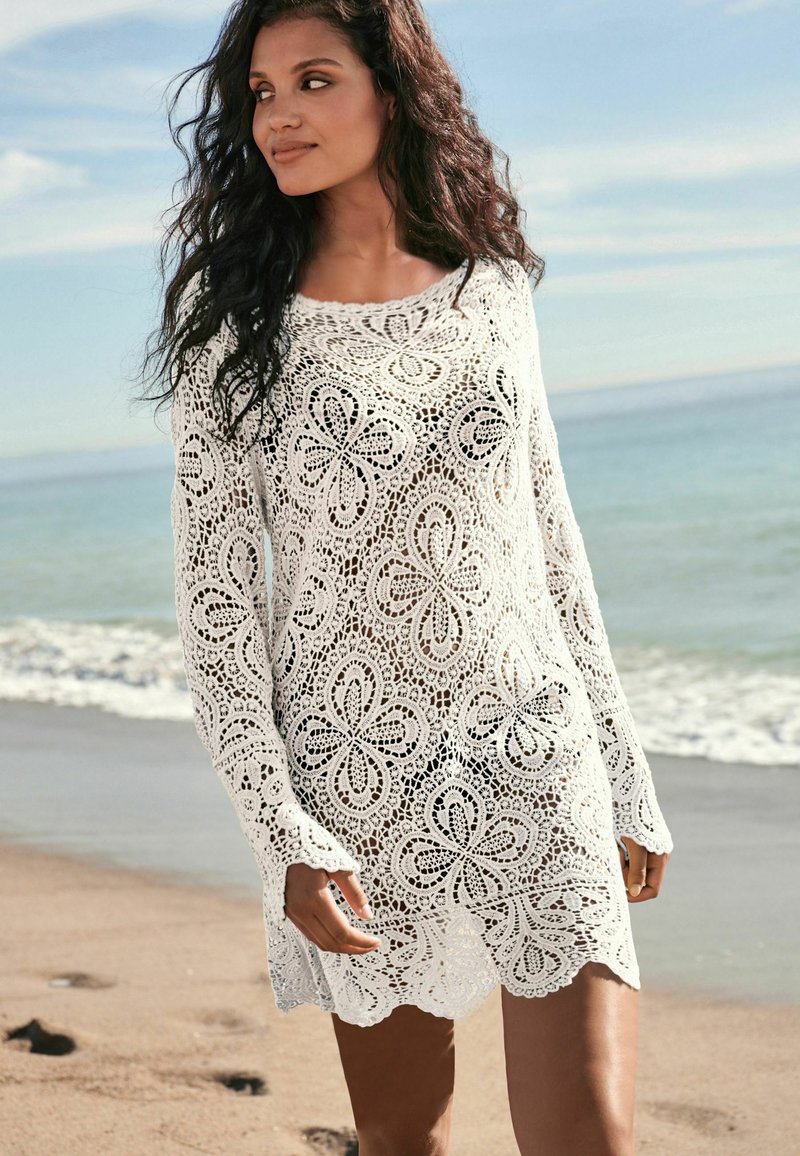 Next SLASH NECK CROCHET BEACH COVER-UP - Strandaccessoar - white/vit ...