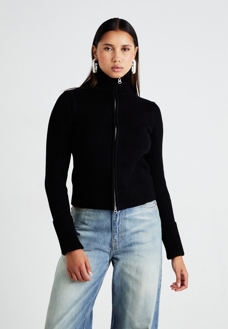 Weekday WINONA ZIP CARDIGAN - Cardigan - black - Zalando.ie