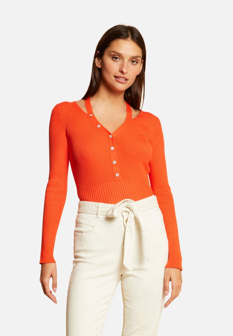 Morgan LONG SLEEVED WITH BUTTONS - Trui - mottled orange/oranje ...