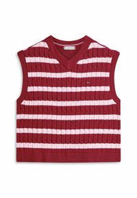 Tommy Hilfiger CABLE MID GG V-NK - Top - liberty red classic pink stp ...