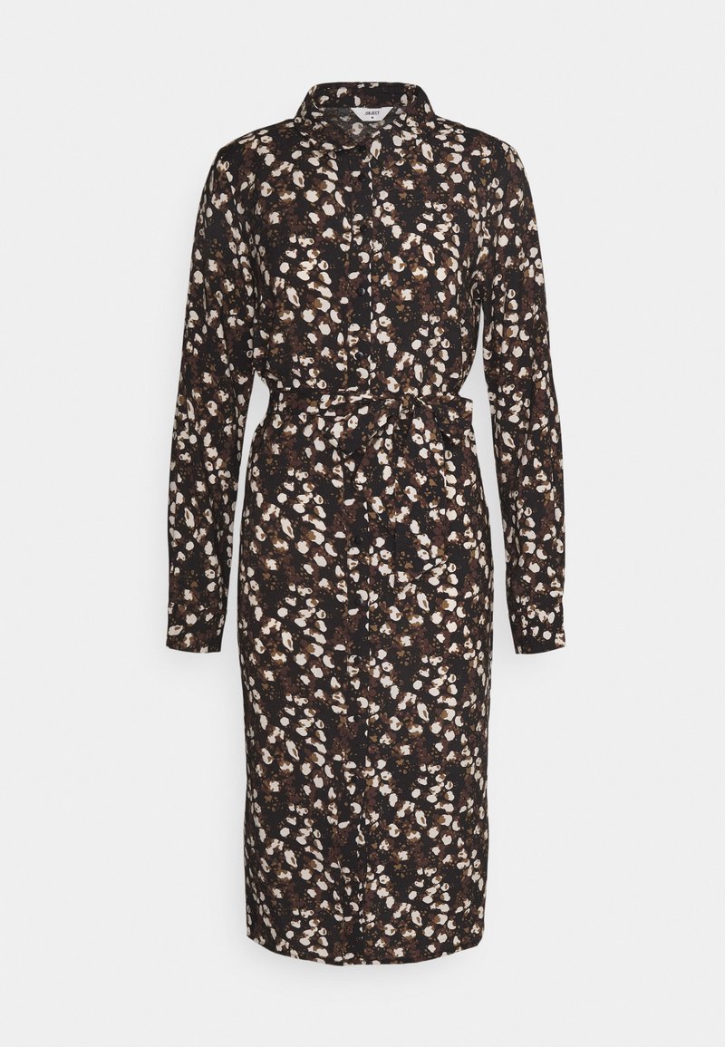 Object Tall OBJLEONORA TALL - Shirt dress - black/mottled black ...