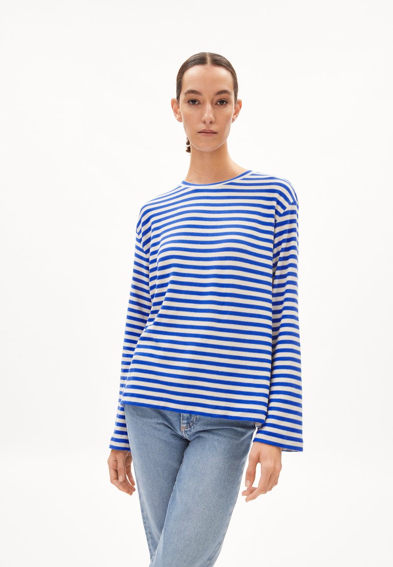 ARMEDANGELS MARYNAA STRIPE - Langarmshirt - warm blue kitt/blau ...