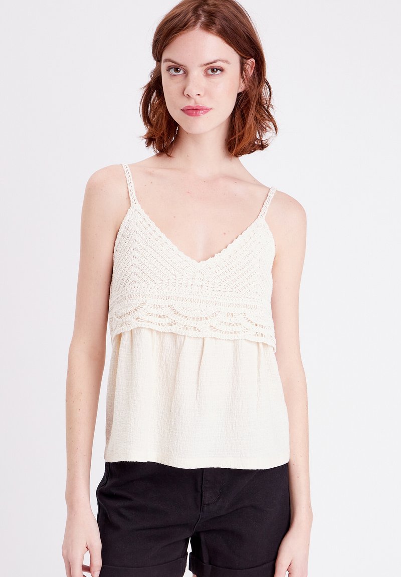 Cache Cache MIT IN HÄKELOPTIK - Top - ecru/off-white - Zalando