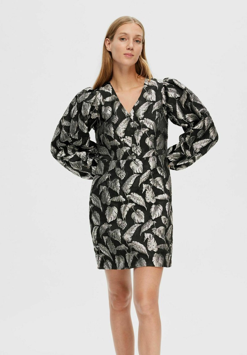 Selected Femme METALLIC JACQUARD - Robe de soirée - silver/argenté ...