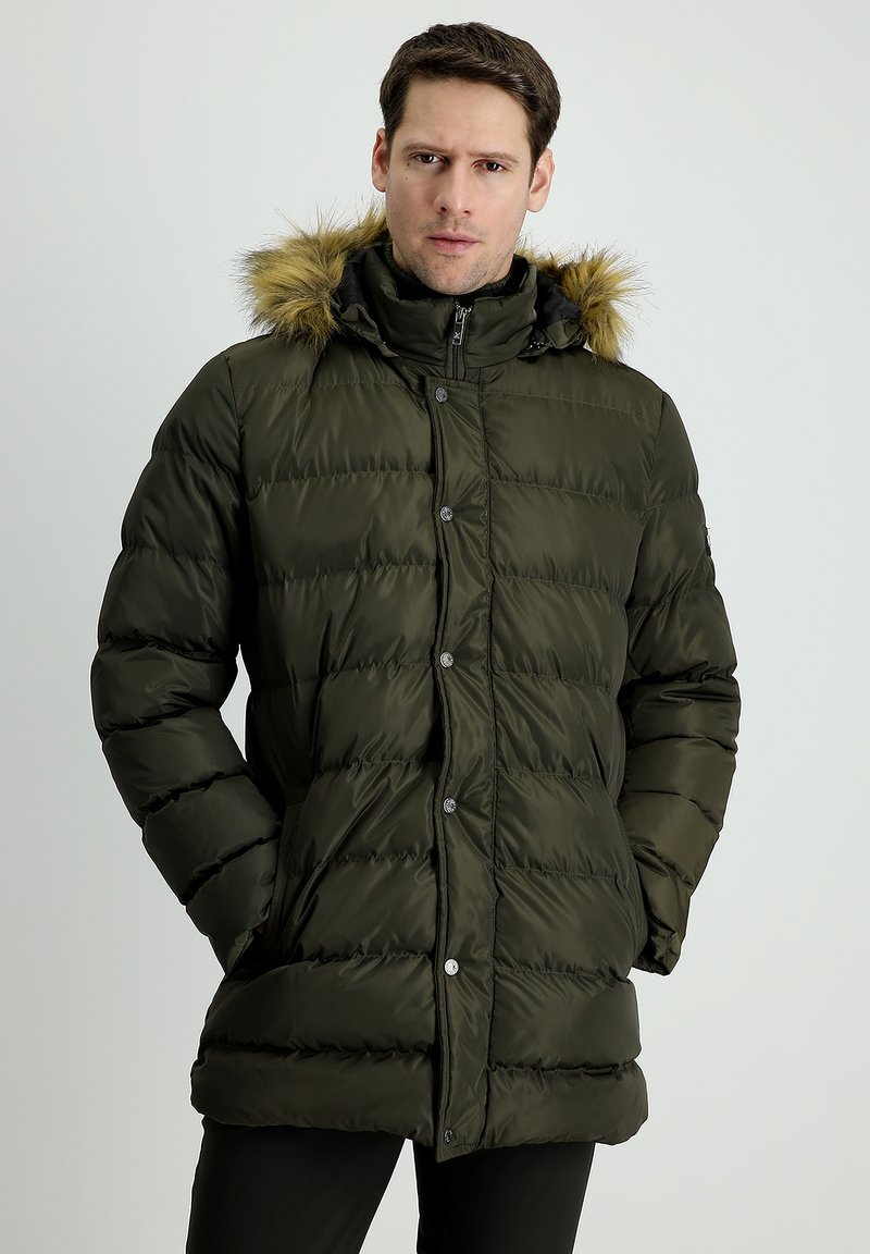 Kigili HOODED PUFFER INSULATED TALL COAT - Wintermantel - medium khaki ...