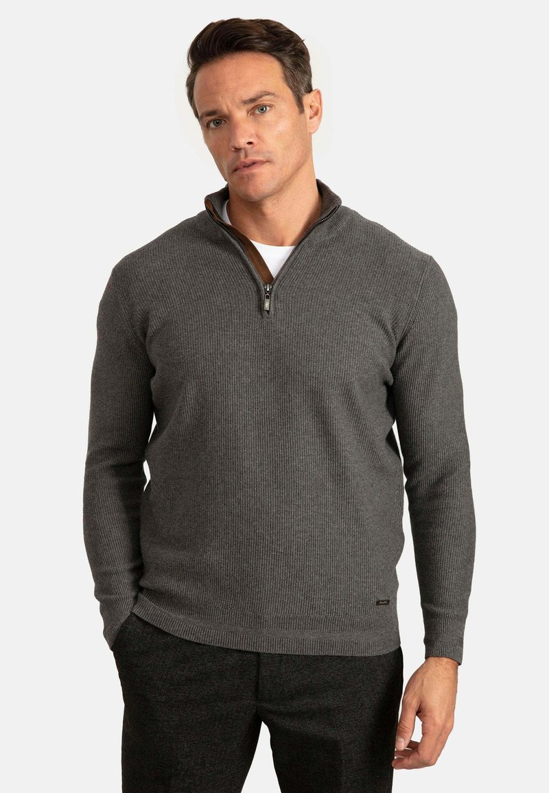 Jacey Quinn ARM PATCHED HALF - Strickpullover - light anthracite ...