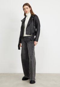 BOSS SAMELI - Leather jacket - black - Zalando.co.uk