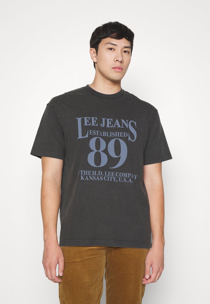 Lee Print T-shirt - washed black/black - Zalando.co.uk