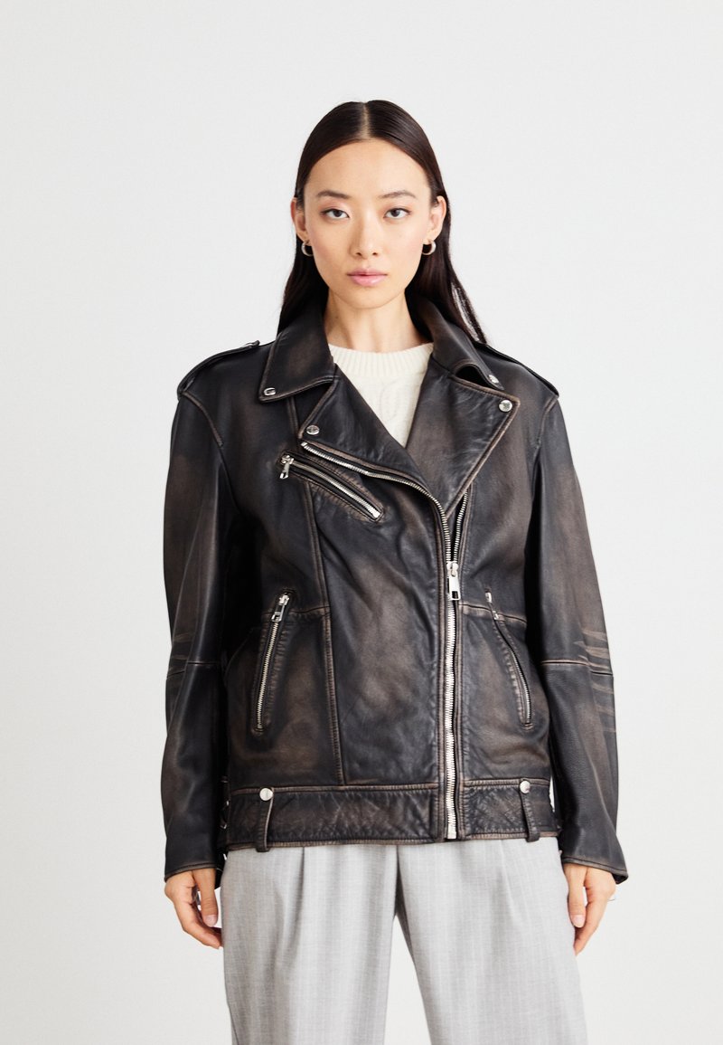 BOSS SAKORI - Leather jacket - rust/copper/brown - Zalando.co.uk