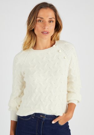 Damart MOTIFS AJOURÉS - Pullover - blanc cassé/blanc - ZALANDO.FR