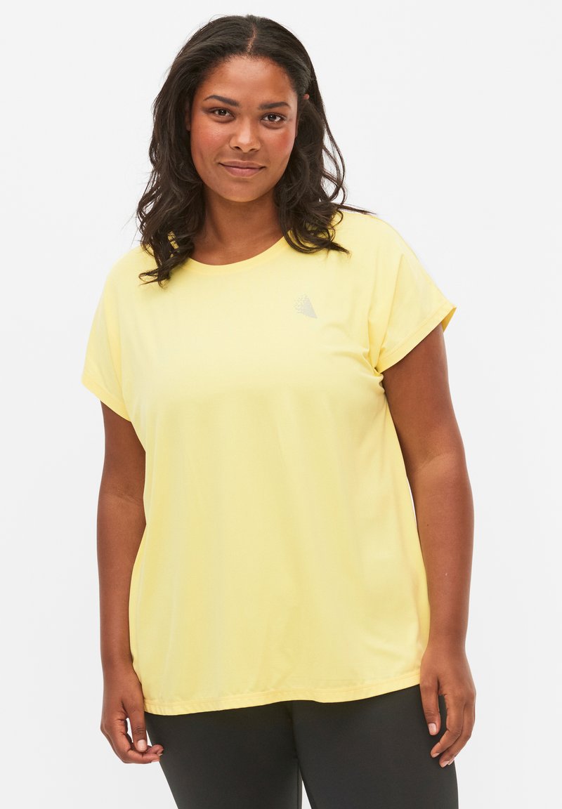 Active by Zizzi KURZARM - T-shirts basic - lemon meringue/gul - Zalando.dk