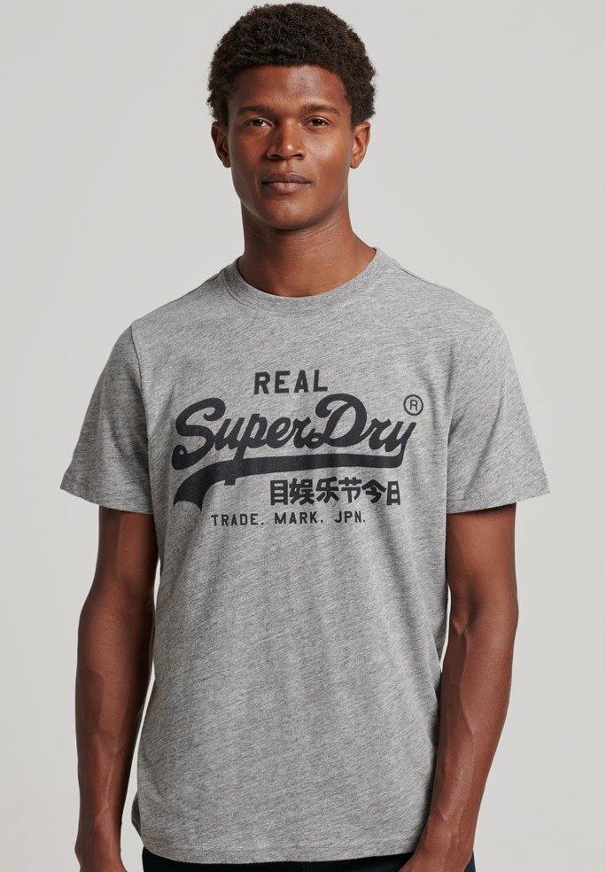 Superdry VINTAGE LOGO - T-Shirt print - athletic grey marl/grau-meliert - Zalando.de