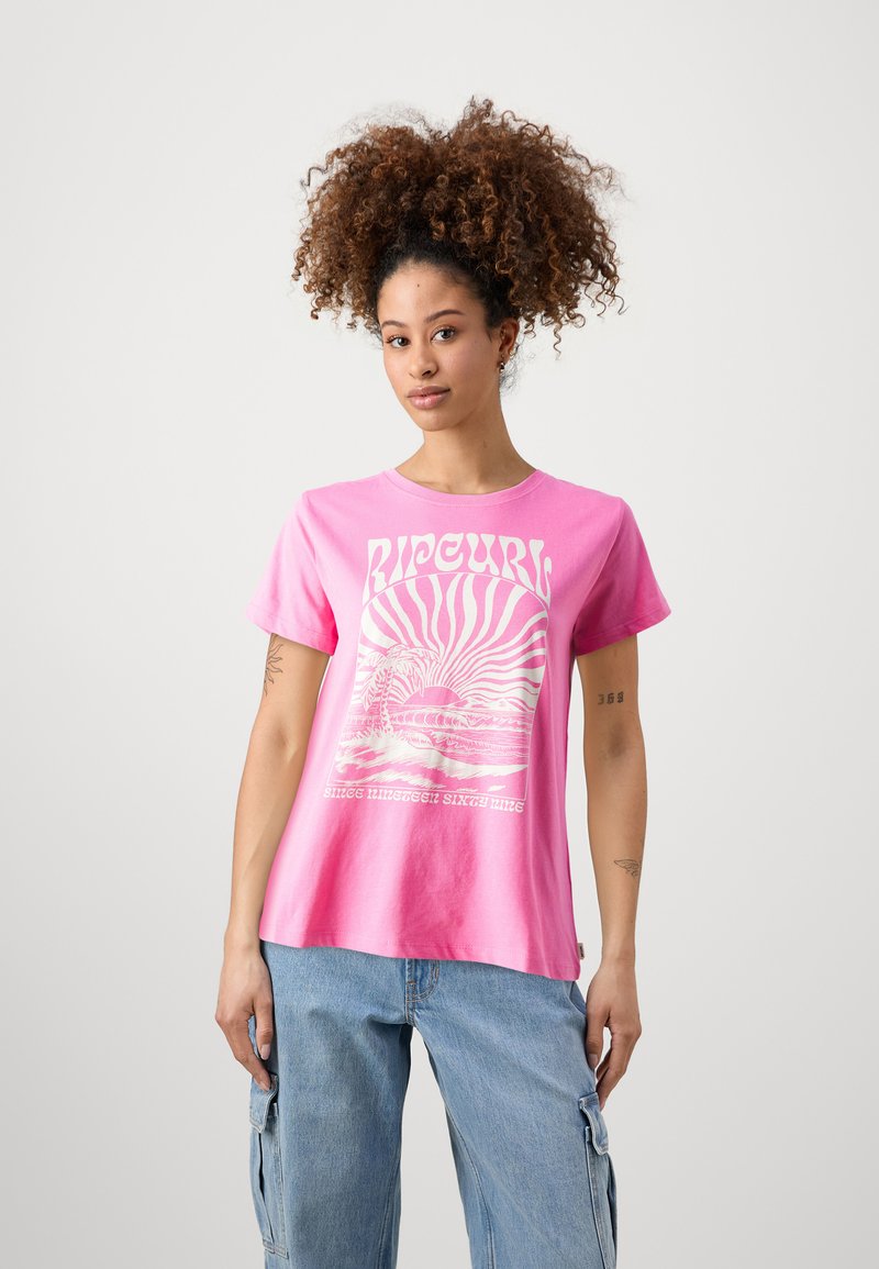 Rip Curl HEATWAVE STANDARD TEE - Print T-shirt - hot pink/pink - Zalando.ie