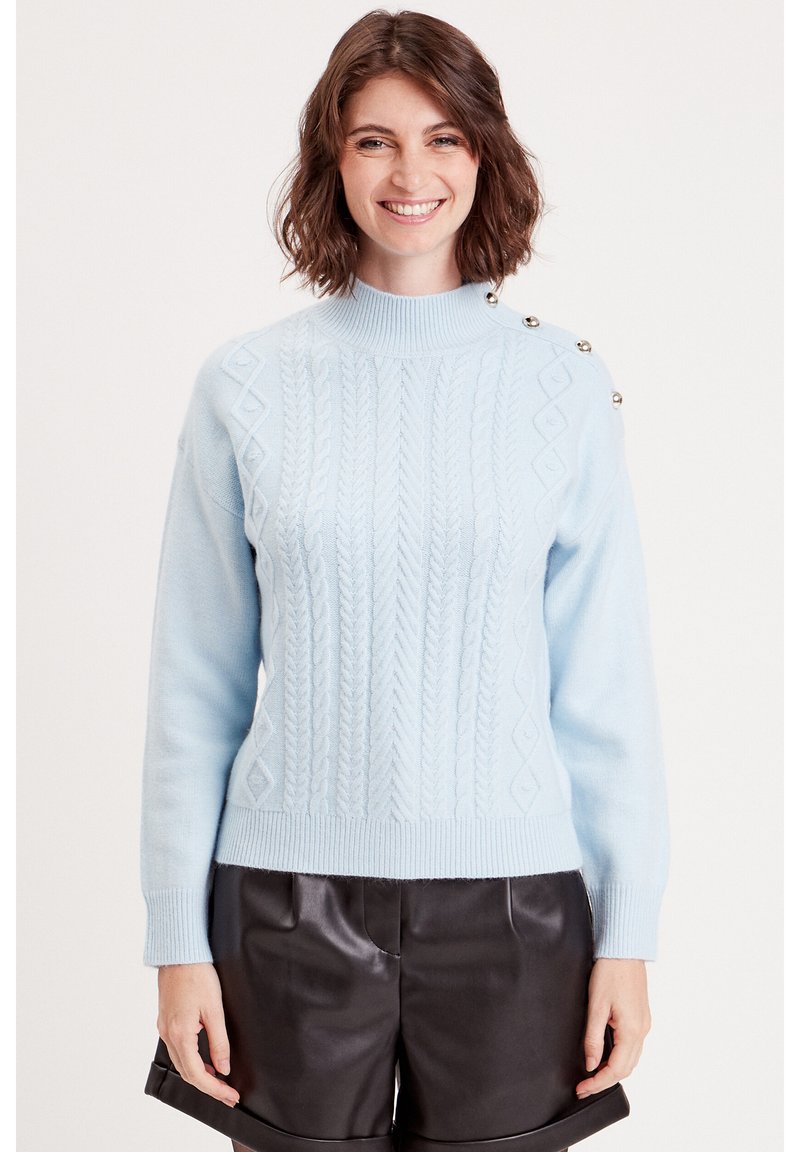 Cache Cache MIT STEHKRAGEN UND ZOPFMUSTER - Jersey de punto - bleu ...