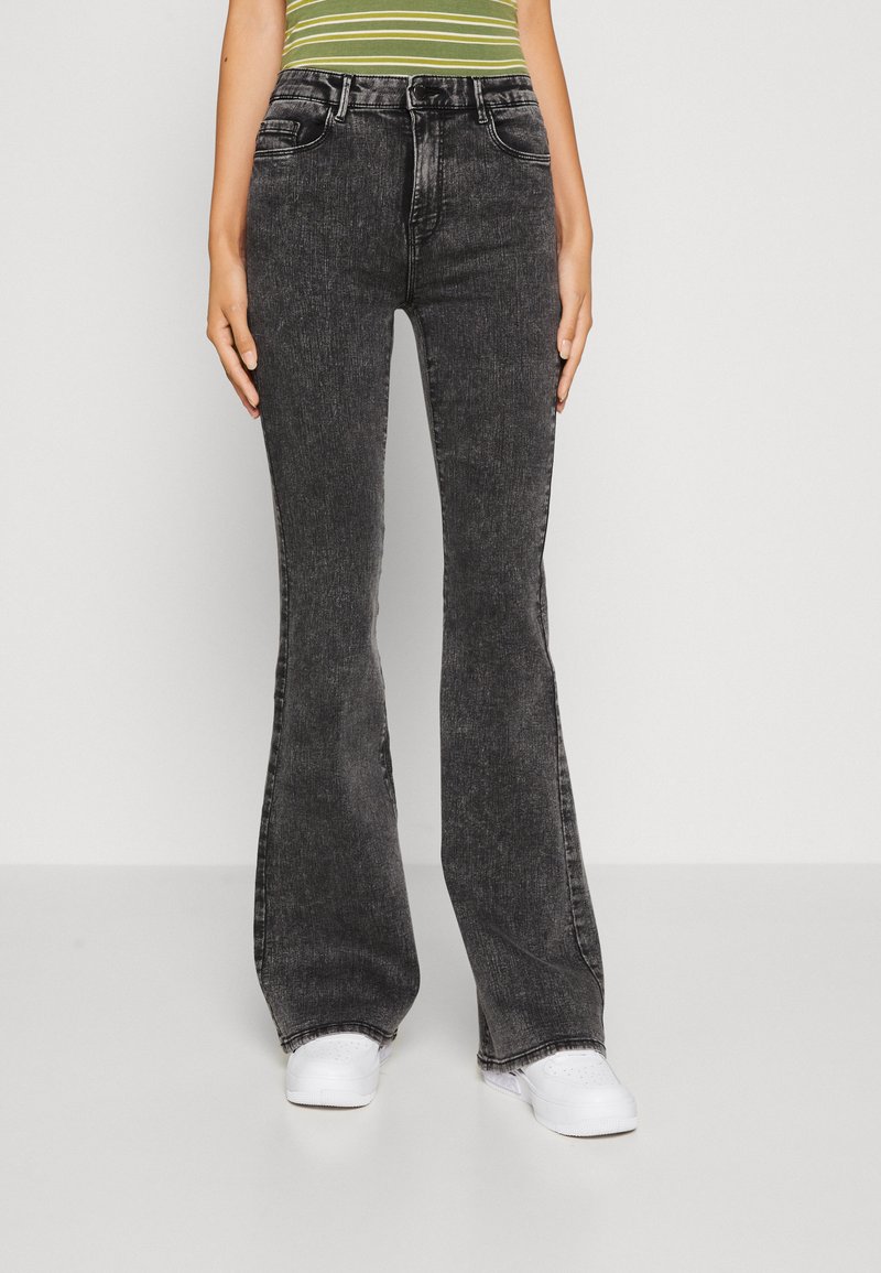 ONLY ONLHELLA LIFE HIGH WAIST RETRO - Flared jeans - dark grey denim ...