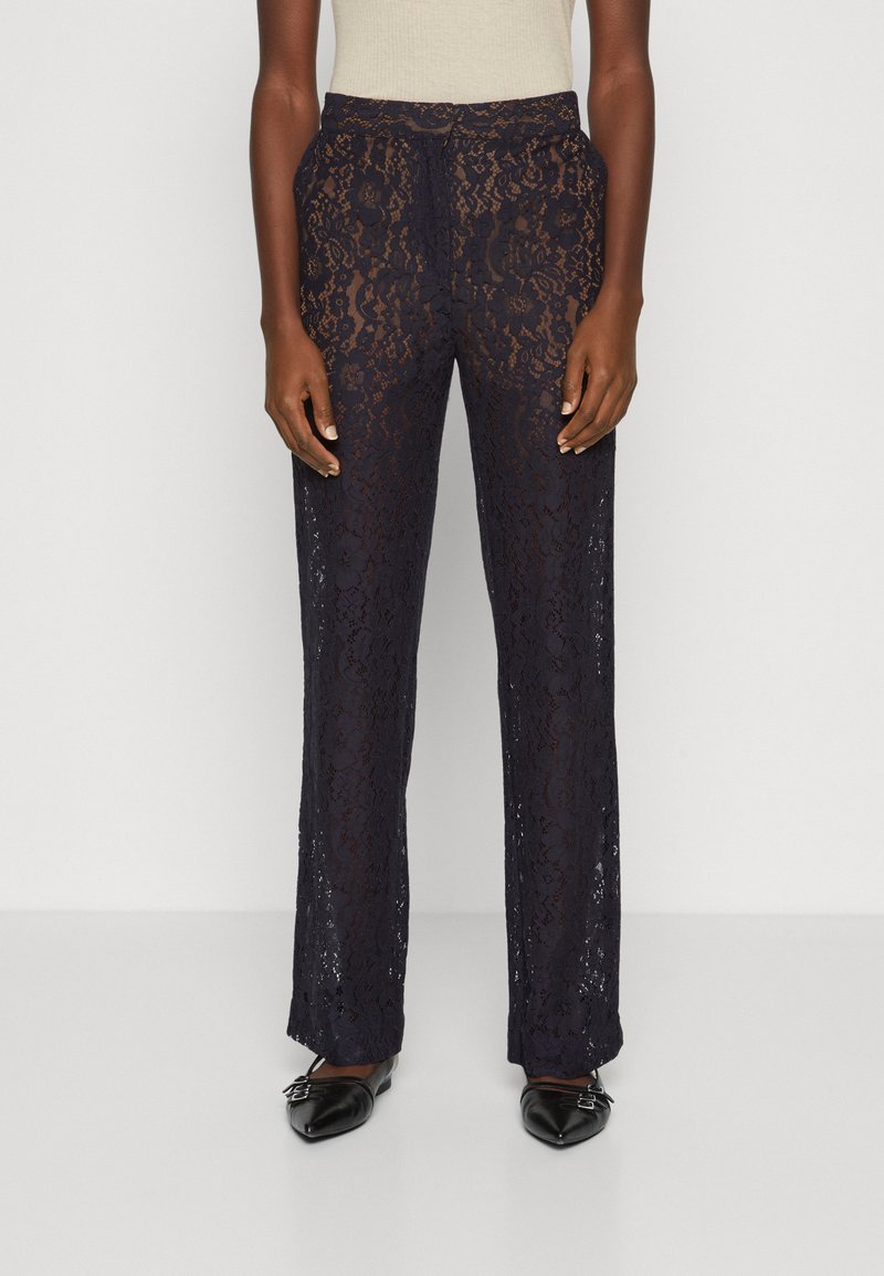 Bruuns Bazaar BETULABBWINNIA LACE PANTS - Trousers - deep blue/dark ...