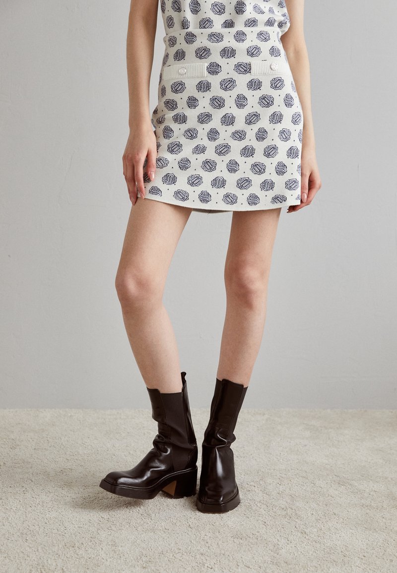 maje Minirok - monogramme clover écru/bleu/taupe - Zalando.nl