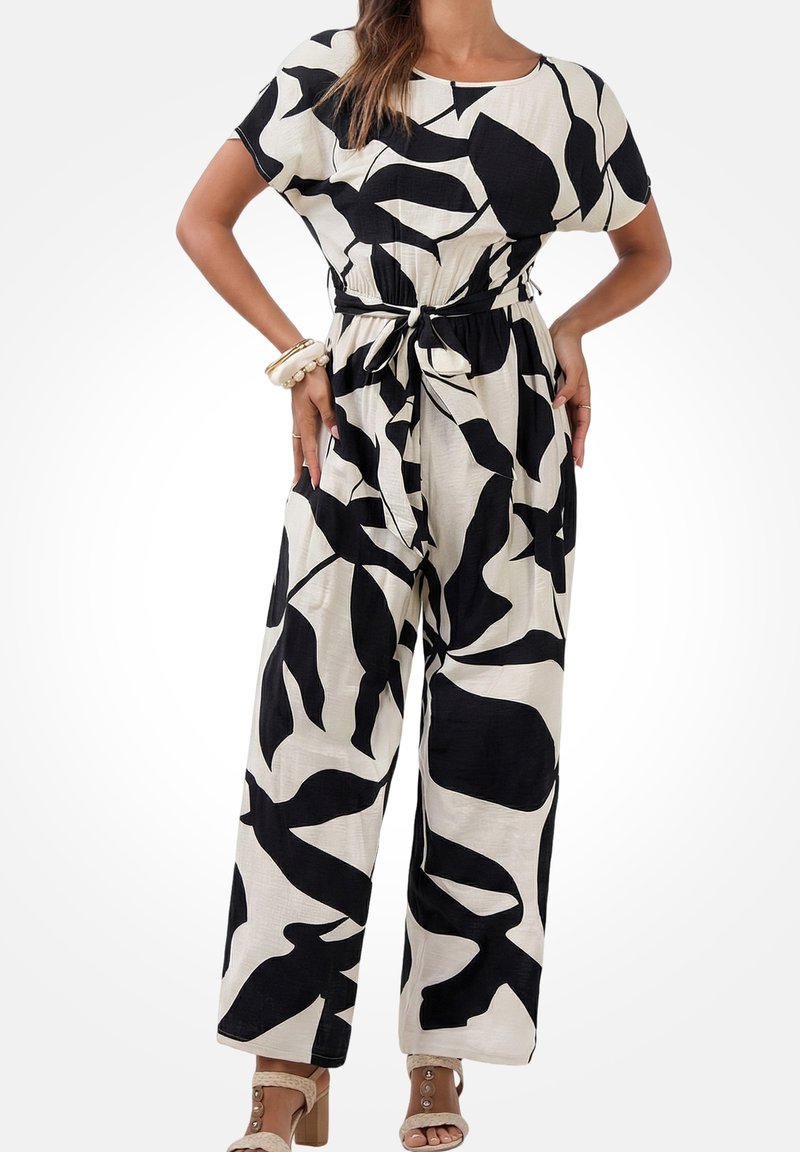 Cupshe CHIC MONOCHROME ABSTRACT PRINT - Overal - black/white/černá ...