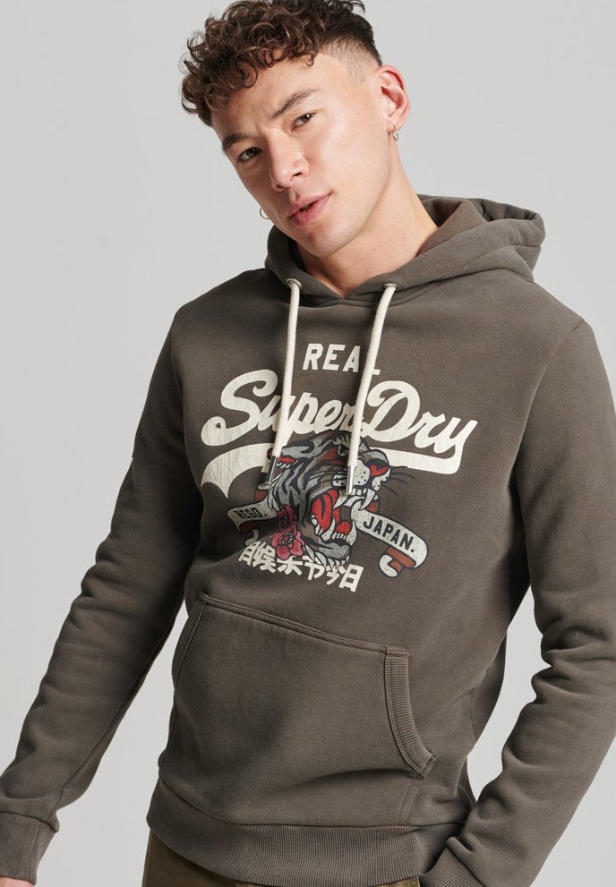 Superdry VINTAGE LOGO NARRATIVE - Hoodie - vintage black/anthracite ...