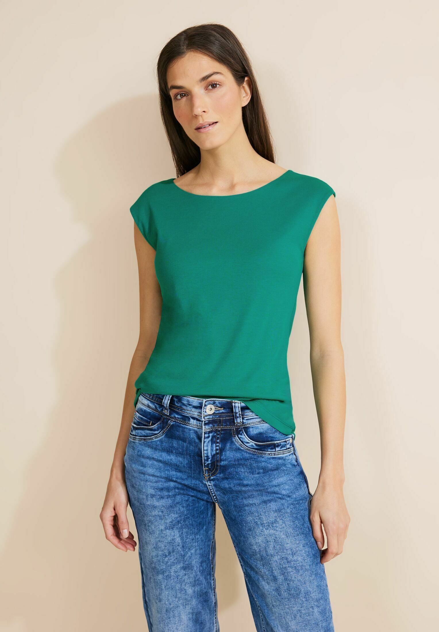 Street One MIT U-BOOT KRAGEN - T-Shirt basic - türkis/grün-meliert ...