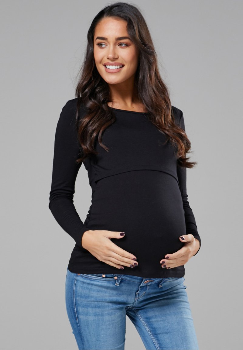 Happy Mama MATERNITY NURSING - Long sleeved top - black - Zalando
