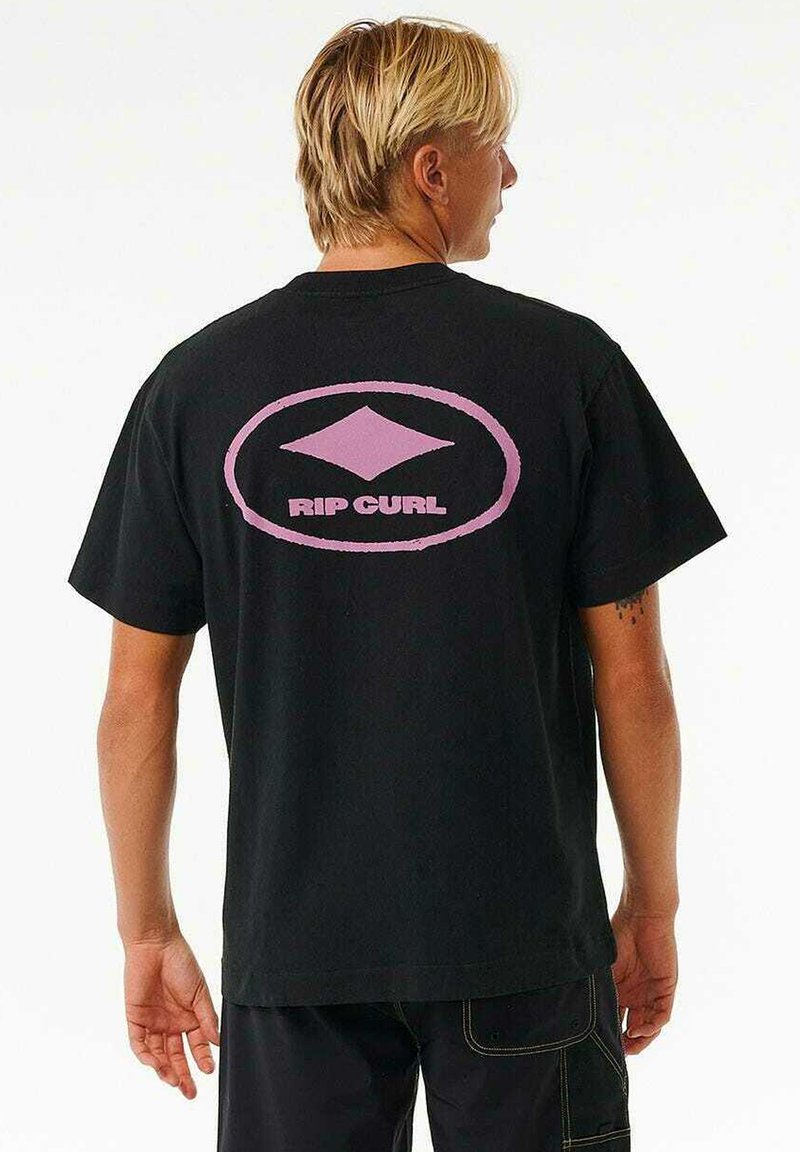 Rip Curl QUALITY SURF PRODUCTS OVAL - T-Shirt print - black/schwarz ...