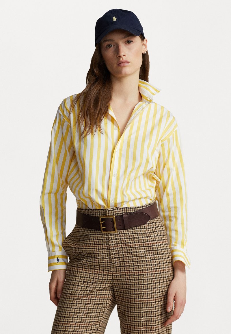 Polo Ralph Lauren LONG SLEEVE - Button-down blouse - yellow/white ...