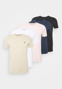 Abercrombie & Fitch 5-PACK ICON CREW TEE - T-Shirt basic - WHITE/ROSE/BLUE/BEIGE/BLACK/weiß ...