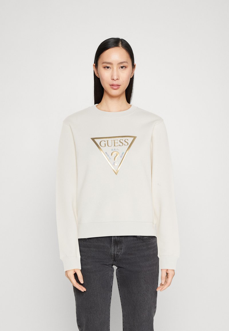 Guess TRIANGLE - Sweater - cream white/crème - Zalando.be