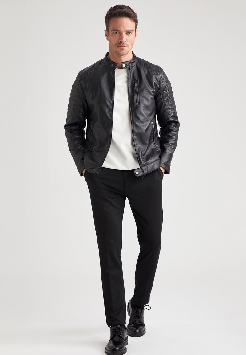 Defacto Kunstlederjacke Black Schwarz Zalando At
