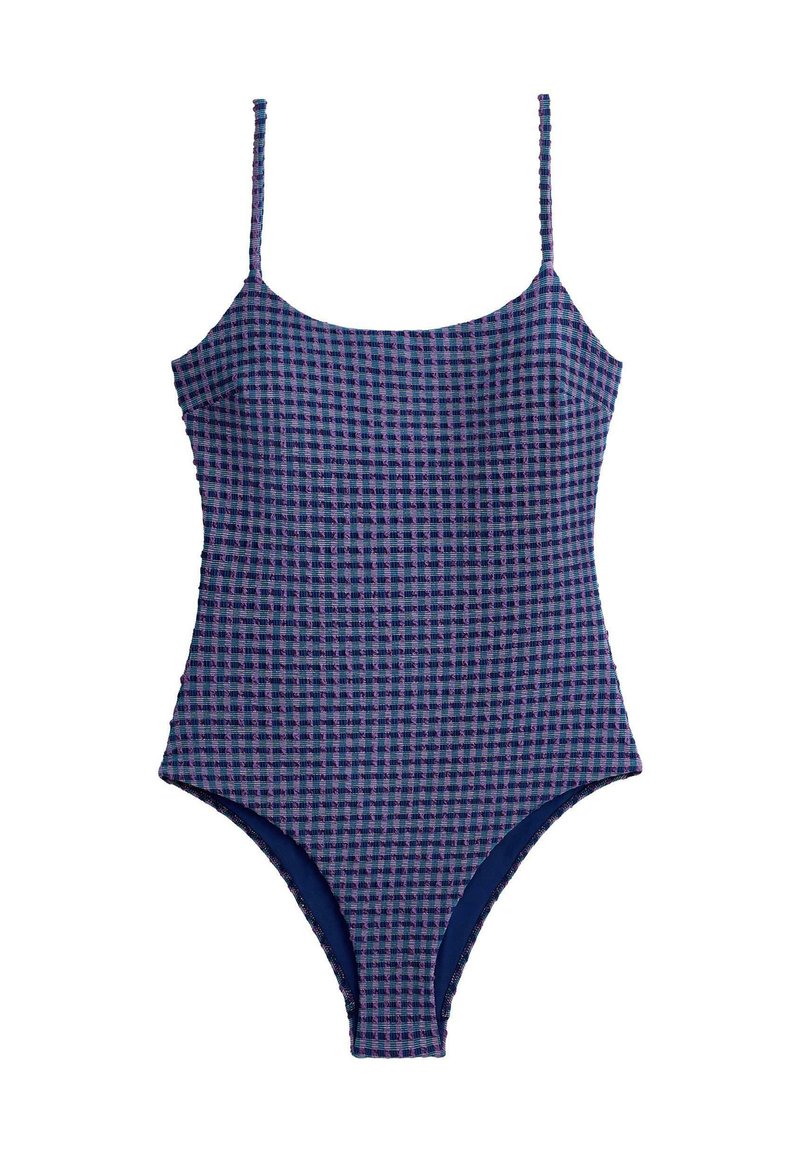 OYSHO GINGHAM TRIANGLE - Swimsuit - metallic blue - Zalando