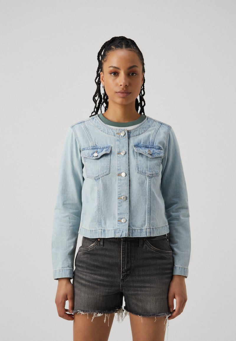 GAP COLLARLESS CAPRI - Denim jacket - light wash/light-blue denim - Zalando.ie