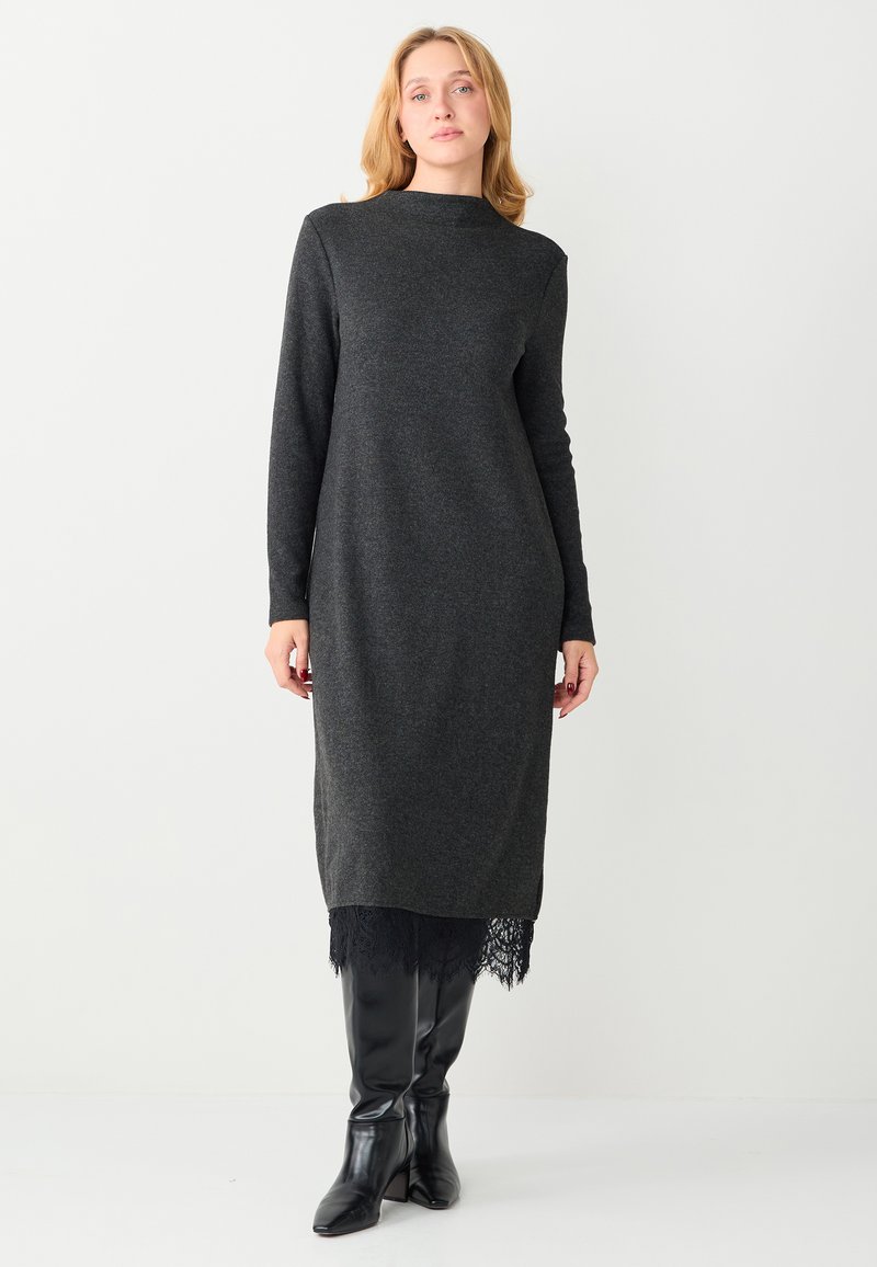 Jimmy Key BARDOT NECK SOFT MIDI - Jumper dress - grey - Zalando