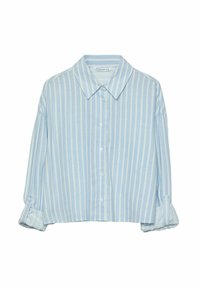 Stradivarius STRIPED CROPPED - Button-down blouse - blue - Zalando