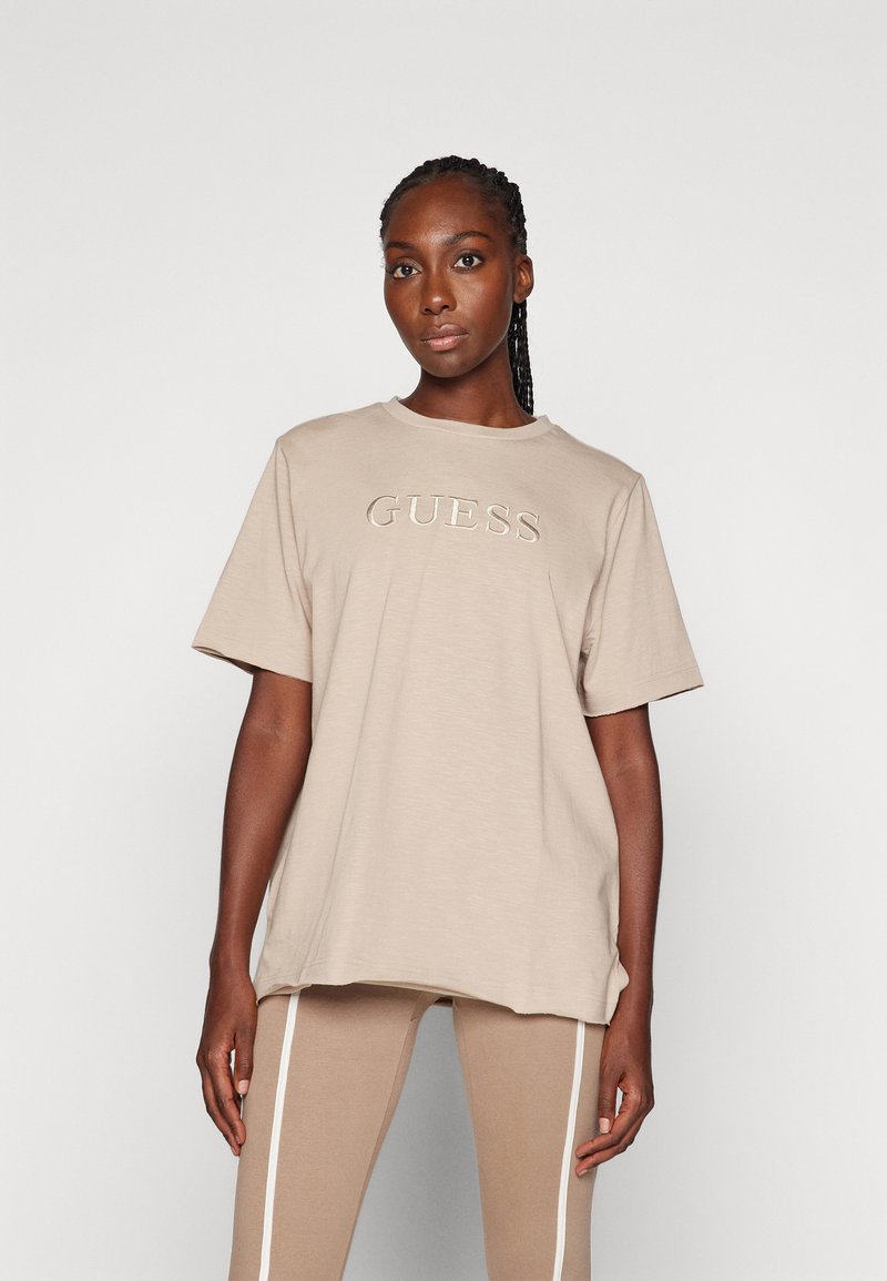Guess ATHENA MAXI - Basic T-shirt - dry earth/beige - Zalando.co.uk