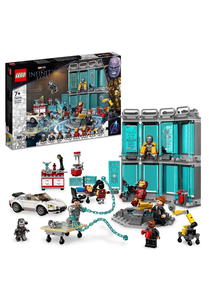 LEGO 76216 MARVEL IRON MAN ARMORY BUILDABLE TOY, AVENGERS GIFT IDEA FOR ...
