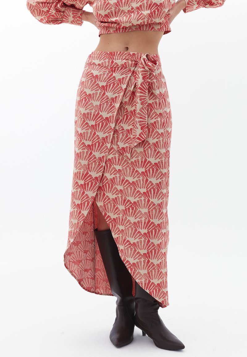 OXXO MIT MODISCHER MUSTERUNG - Wrap skirt - shell comb/orange - Zalando.de