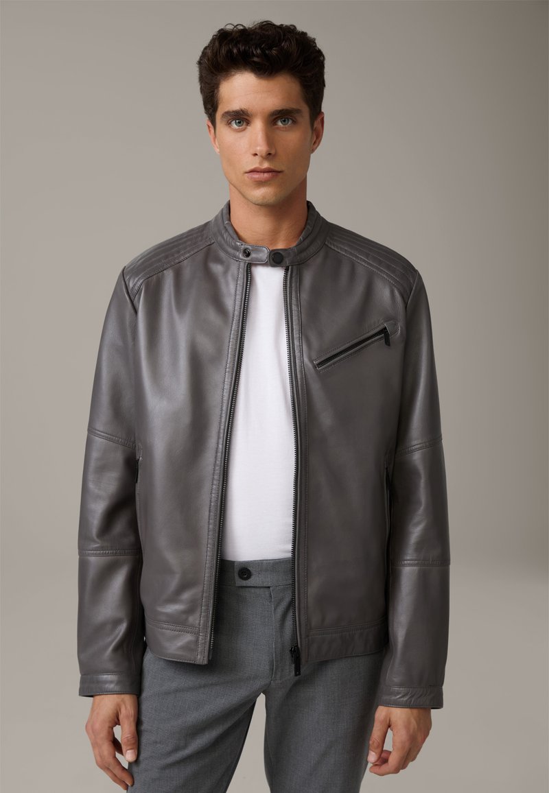 Strellson WELLS - Leather jacket - grau/grey - Zalando